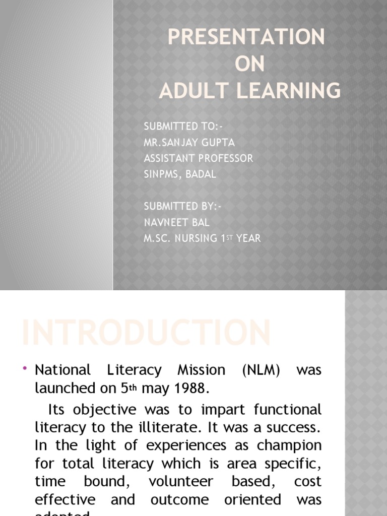 Adult Learning | PDF | Adult Education | Literacy