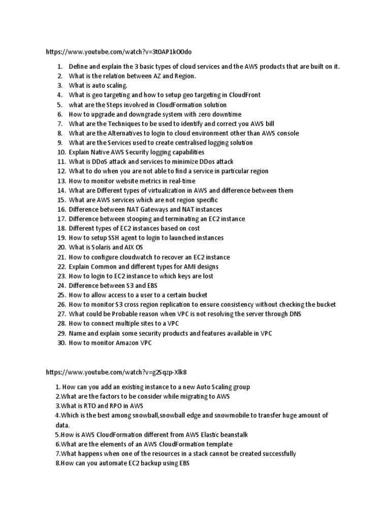 Aws Interview Questions Pdf Amazon Web Services Telecommunications
