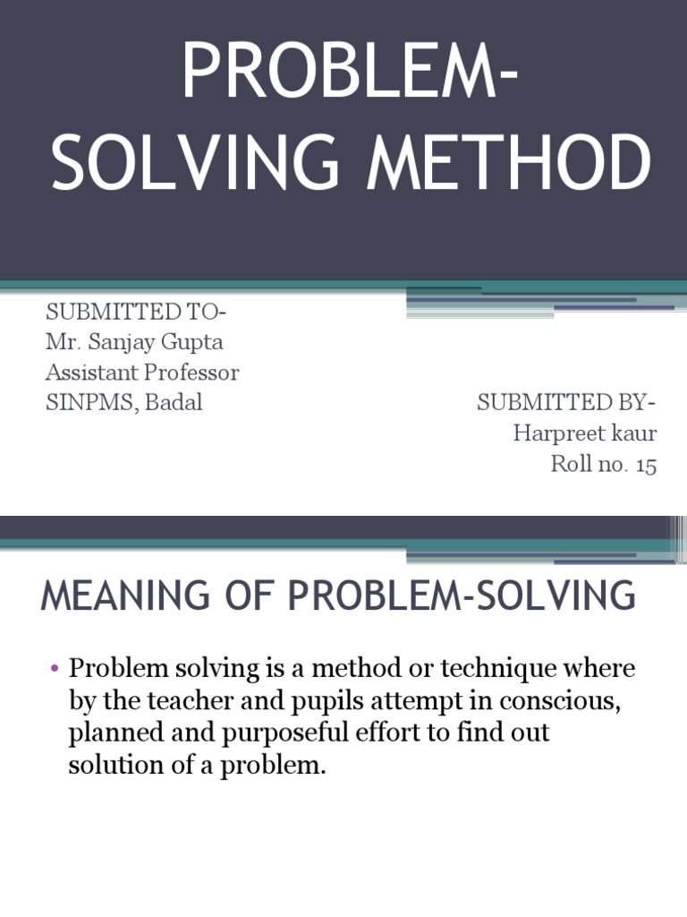 Problem-Solving Method | PDF | Teaching | Neuropsychology