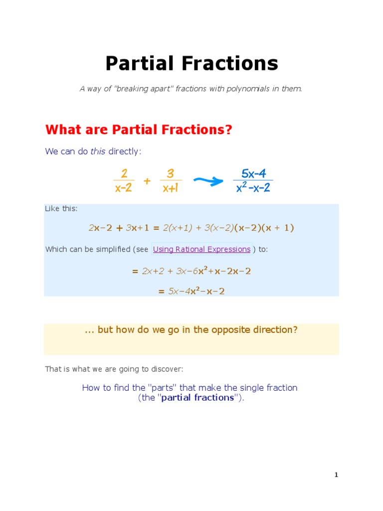 Partial Fractions PDF | PDF | Factorization | Fraction (Mathematics)