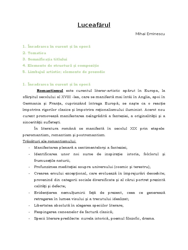 Luceafarul - Mihai Eminescu | PDF