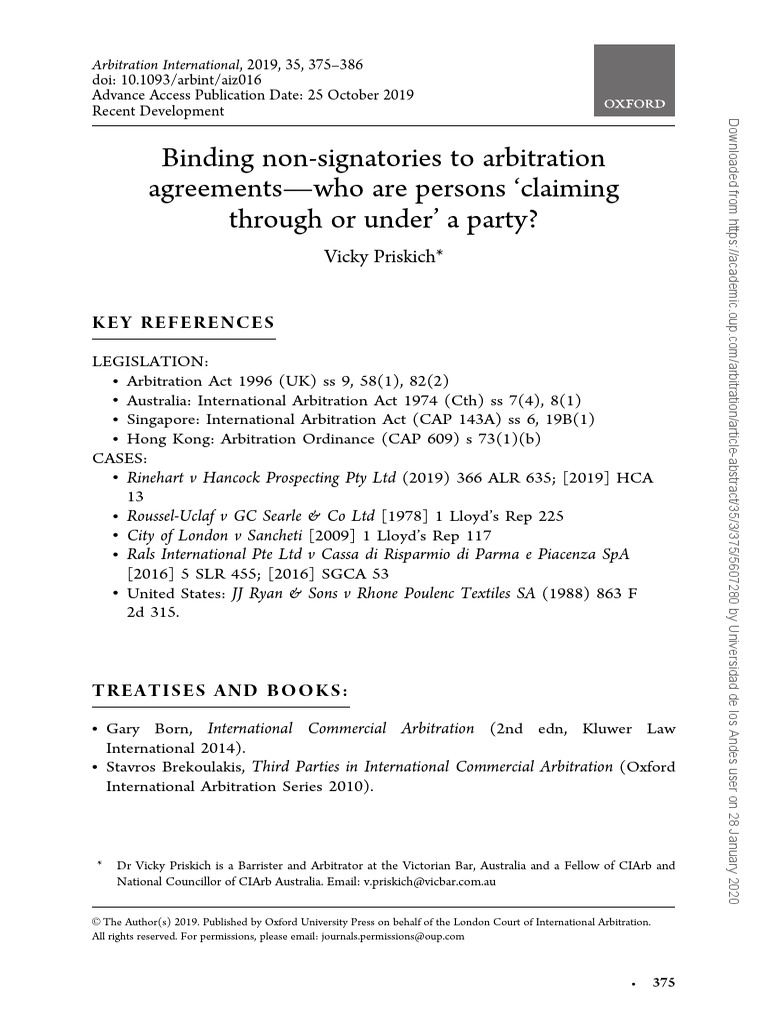 Binding Non-Signatories To Arbitration | PDF | Assignment (Law) | Arbitration