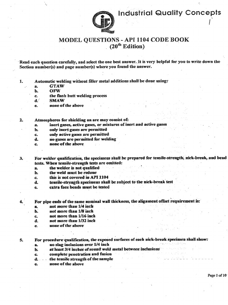 Question API 1104 | PDF