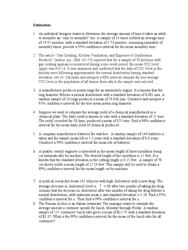 Practice (Estimation) | PDF | Confidence Interval | Standard Deviation