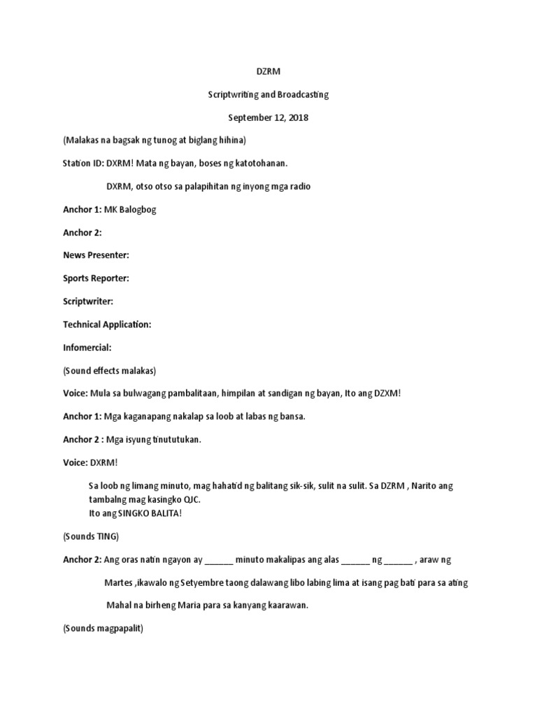 Filipino Radio Broadcasting Script | PDF