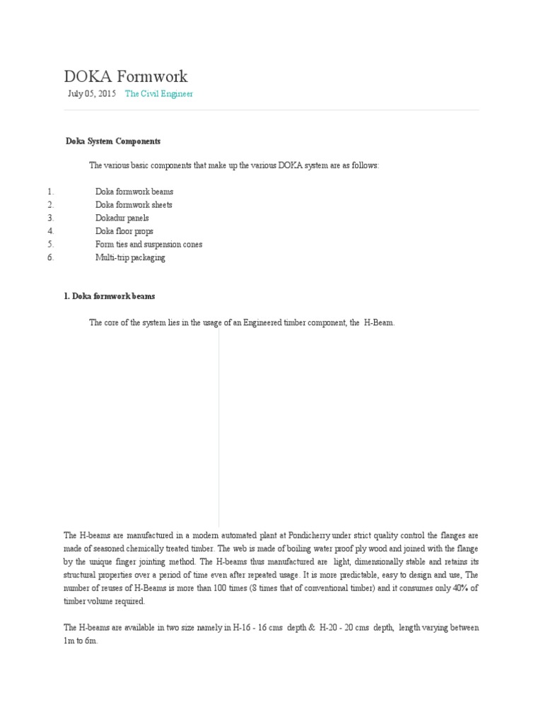 DOKA Formwork | PDF | Plywood | Pallet