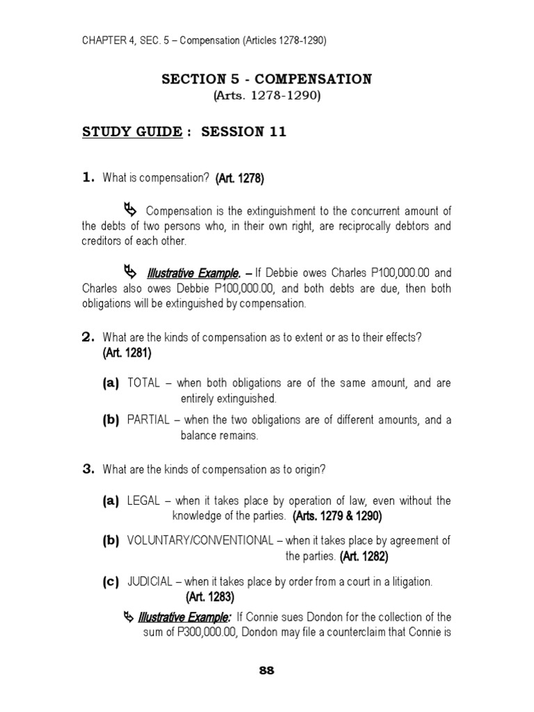 CHAPTER 4, SEC. 5 (Arts. 1278-1290) | PDF | Assignment (Law) | Debt