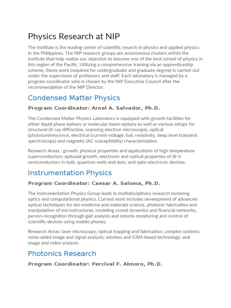 Physics Research | PDF | Condensed Matter Physics | Photonics