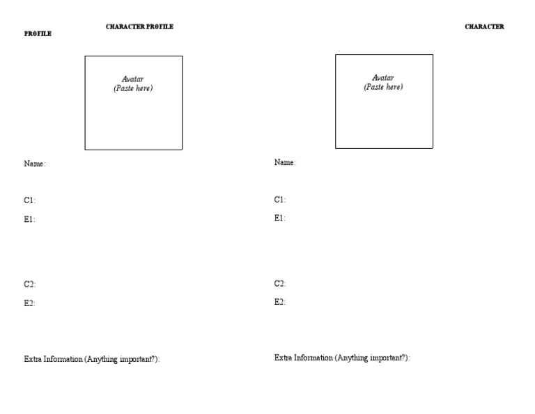 Character Profile Template PDF