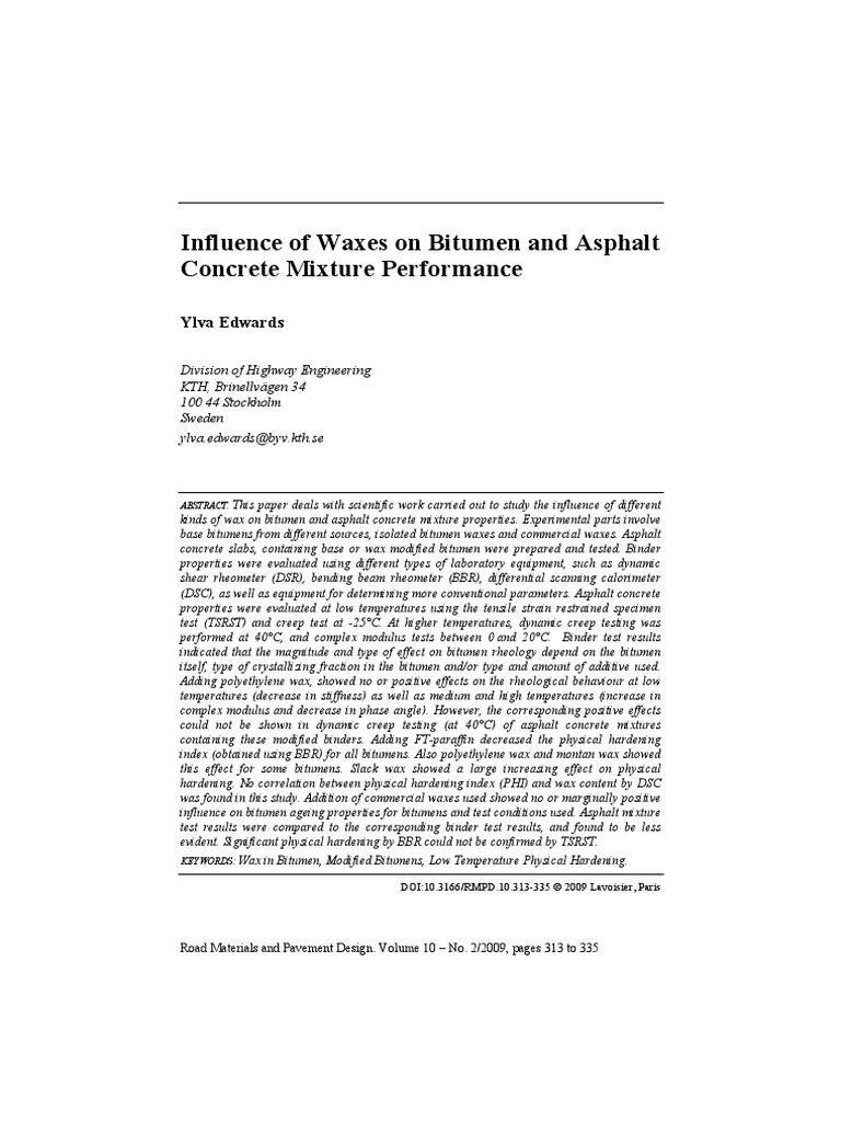 Influence of Waxes On Bitumen | PDF | Differential Scanning Calorimetry ...