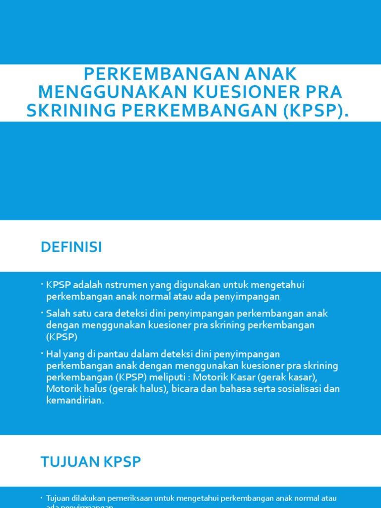 Skrining Perkembangan Anak dengan KPSP | PDF