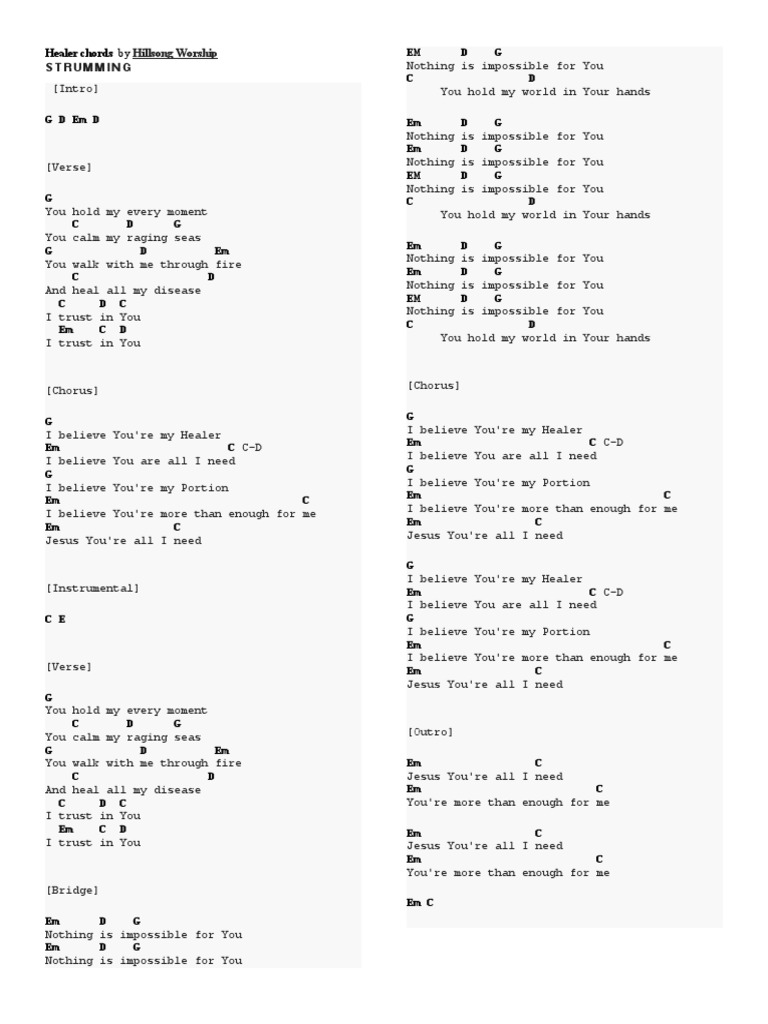 Healer Chords | PDF | Song Structure | Faith Healing