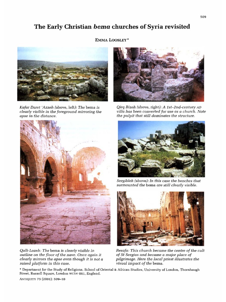 Early Christian Bema Churches of Syria | PDF | Pulpit | Church (Building)