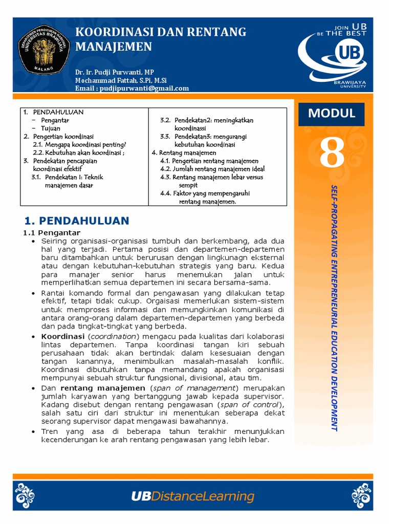 Koordinasi Dan Rentang Manajemen PDF | PDF | Karier & Perkembangan