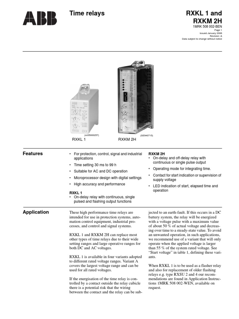 High Performance Time Relays for Protection Systems, Automation Control ...