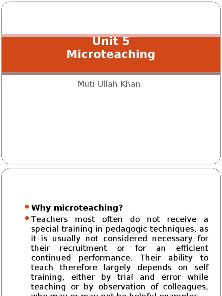 Unit 5 Microteaching | PDF | Teachers | Teaching