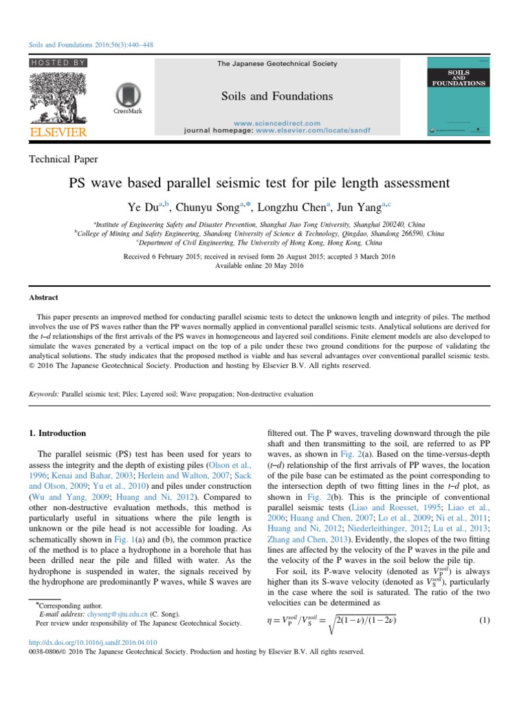 PS Wave Based Parallel Seismic Test For Pile Length Assessment | Deep ...