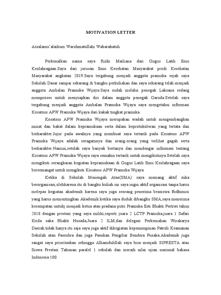 Motivation Letter | PDF