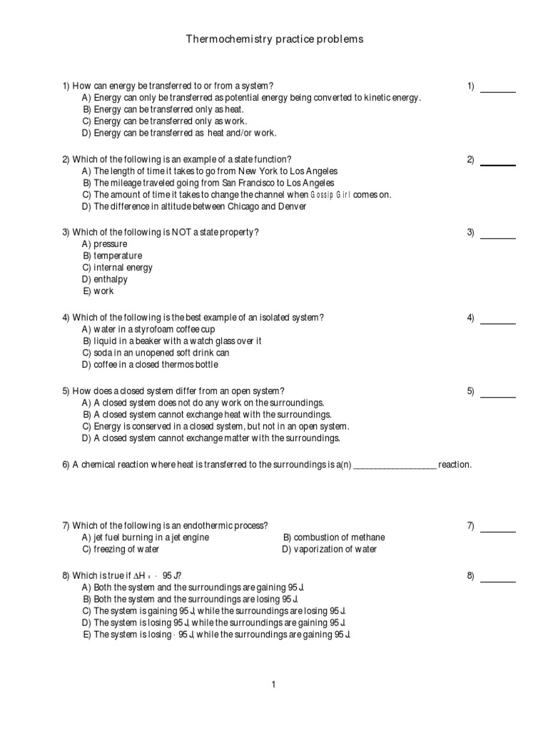 Thermochemistry Practice Problems | PDF | Heat | Materials Science