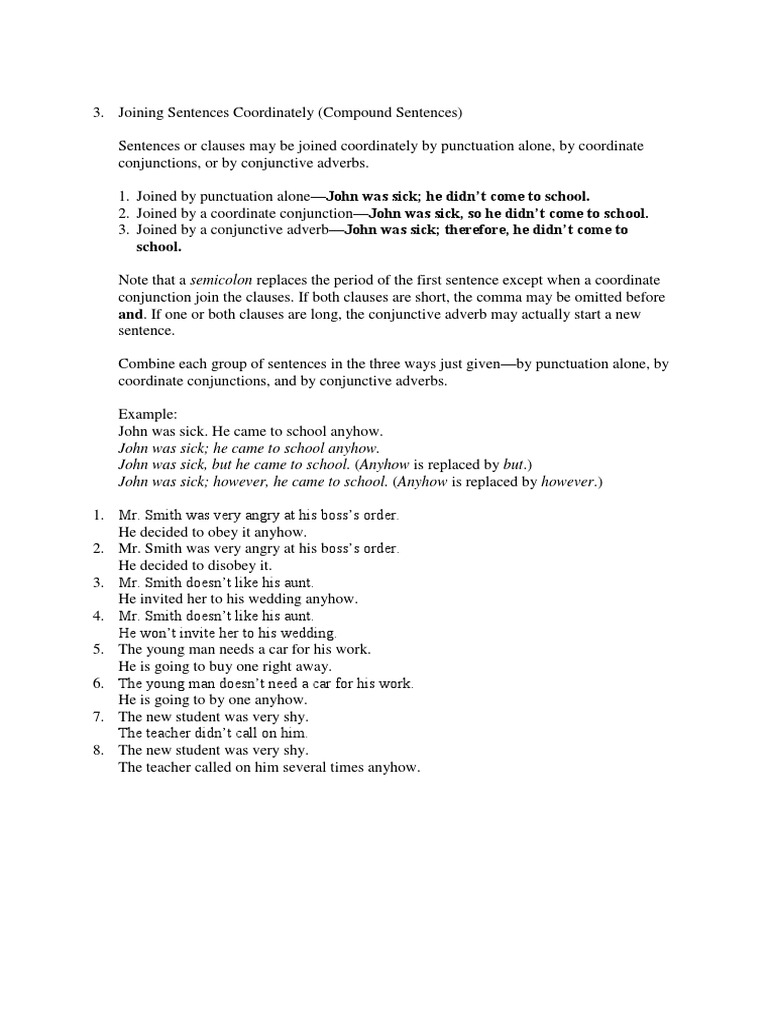 03 Joining Sentences Coordinately (Compound Sentences) PDF | PDF