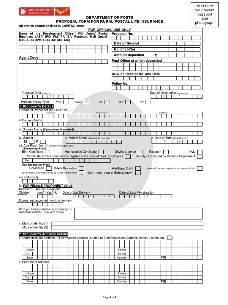 RPLI Proposal Form | PDF | Life Insurance | Trust Law