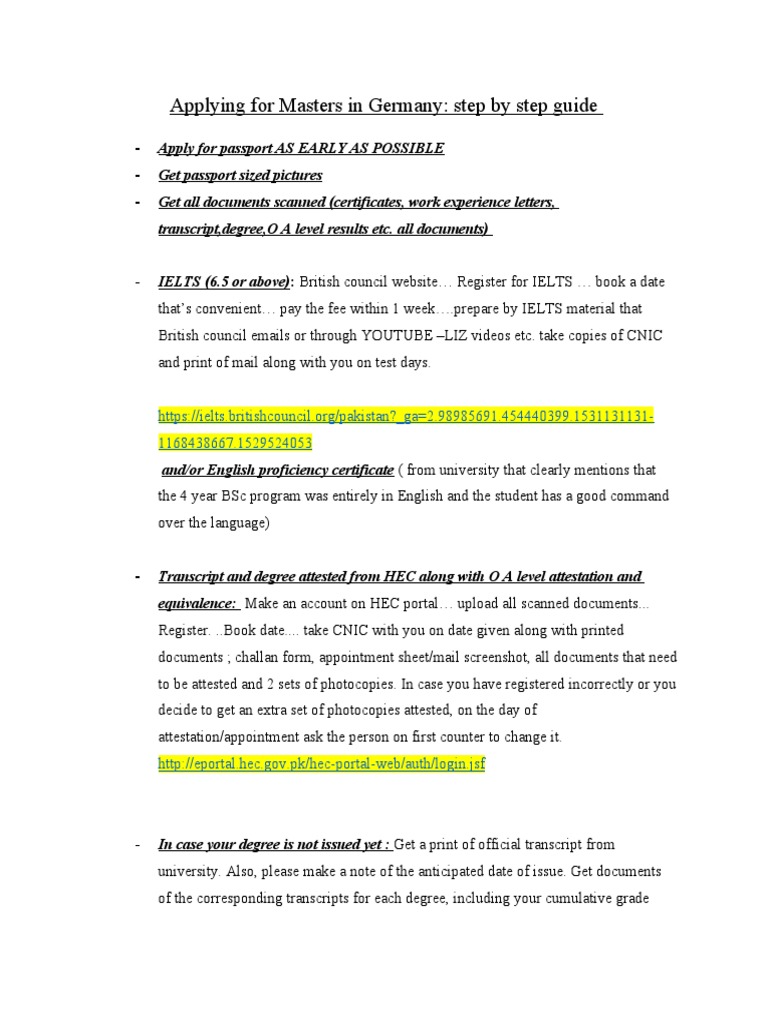 Applying For Masters in Germany | PDF | Travel Visa | Mail
