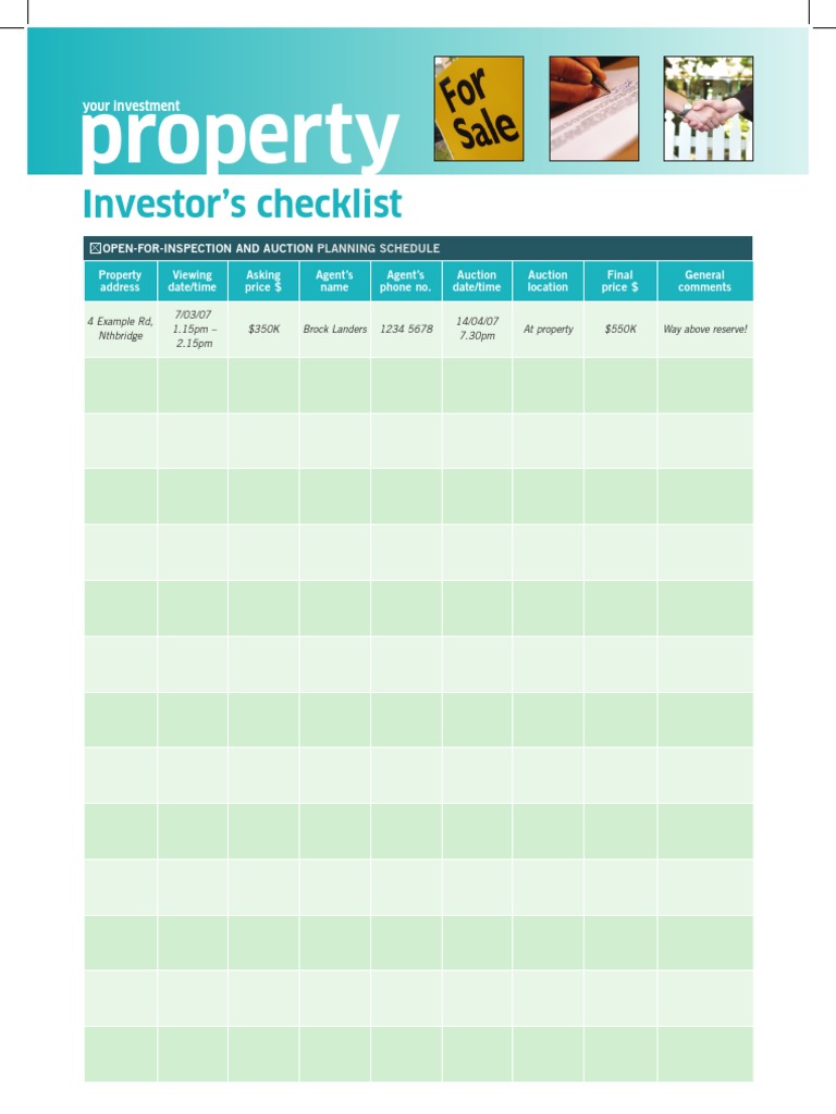 Property: Investor's Checklist | PDF | Loans | Identity Document