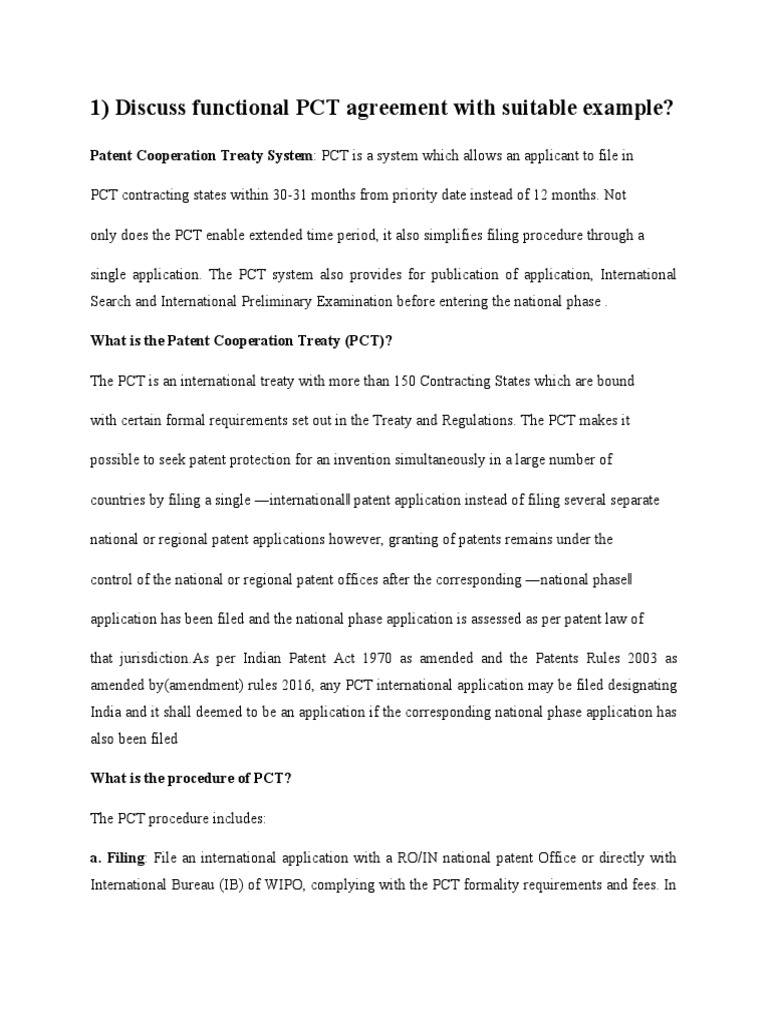 Unit 3 - PCT AGREEMENT | PDF | Patent Application | Patent