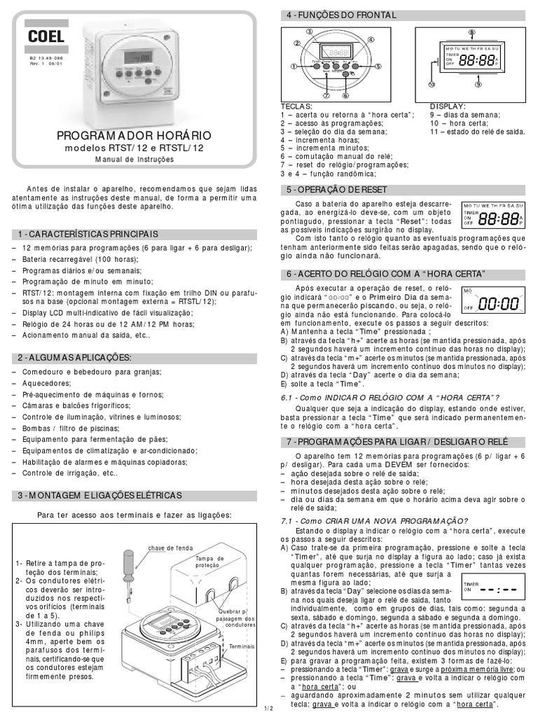 Manual RTST-12 Rev1 08-01 PDF | PDF | Relé | Eletromagnetismo