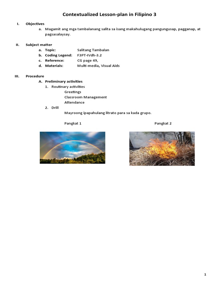 Contextualized Lesson-PLAN C.O.filipino 3 4th Q | PDF