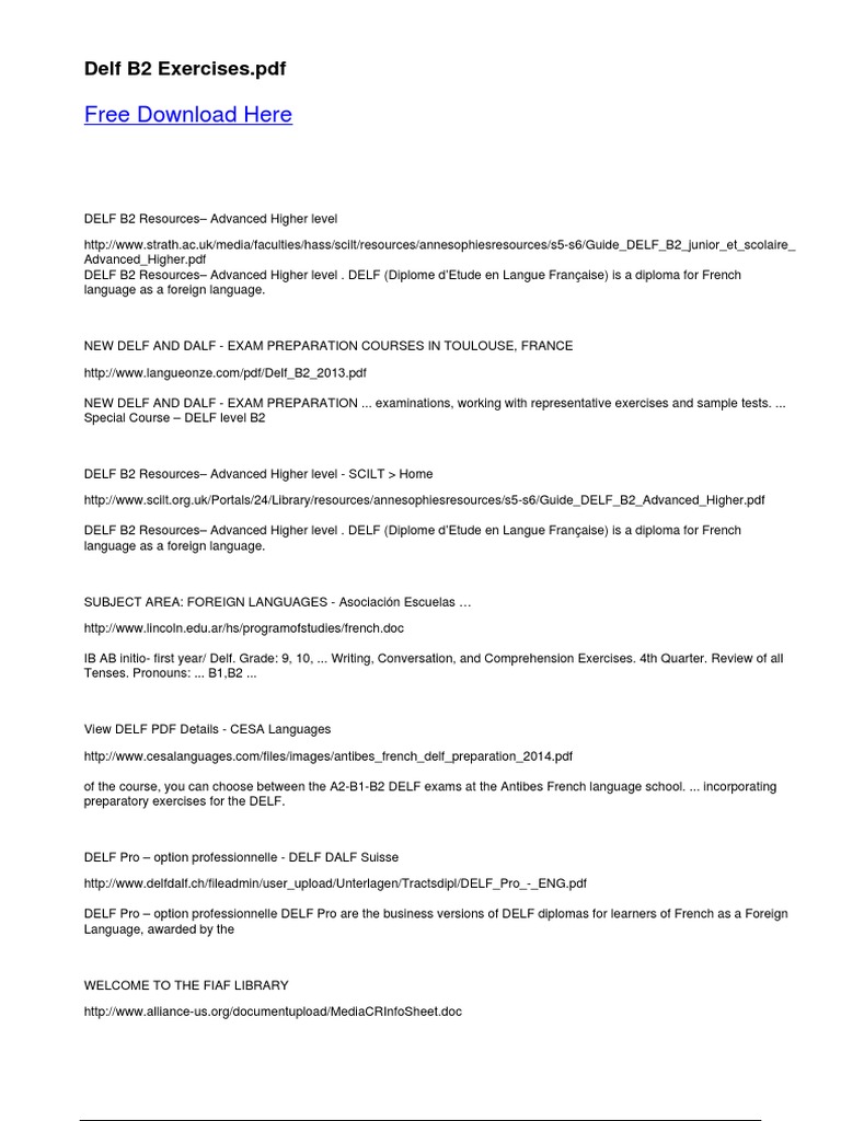 Collection of Resources for Preparing for the DELF B2 French Language ...