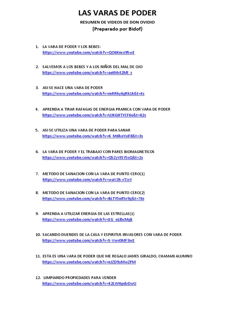 Videos Varas de Poder - Resumen Hecho Por Franciscobidof | PDF