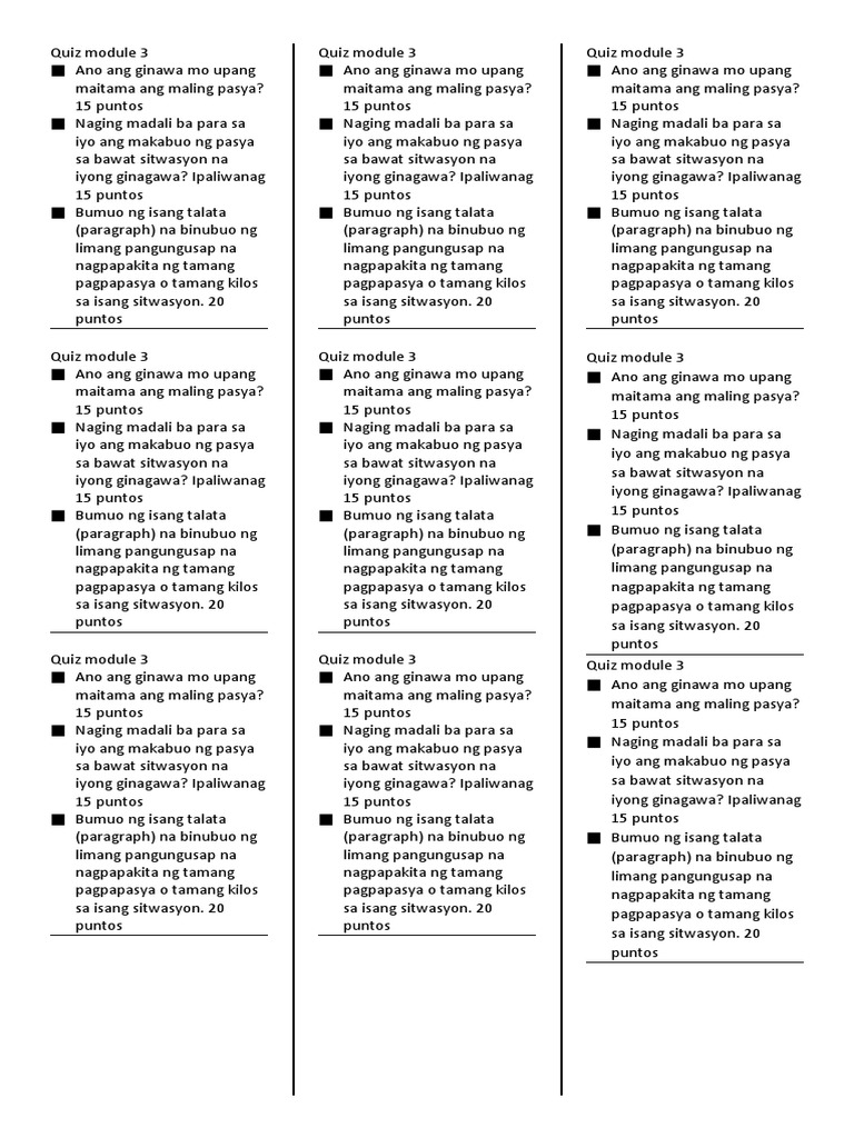 Quiz Module 3 Esp 10 | PDF