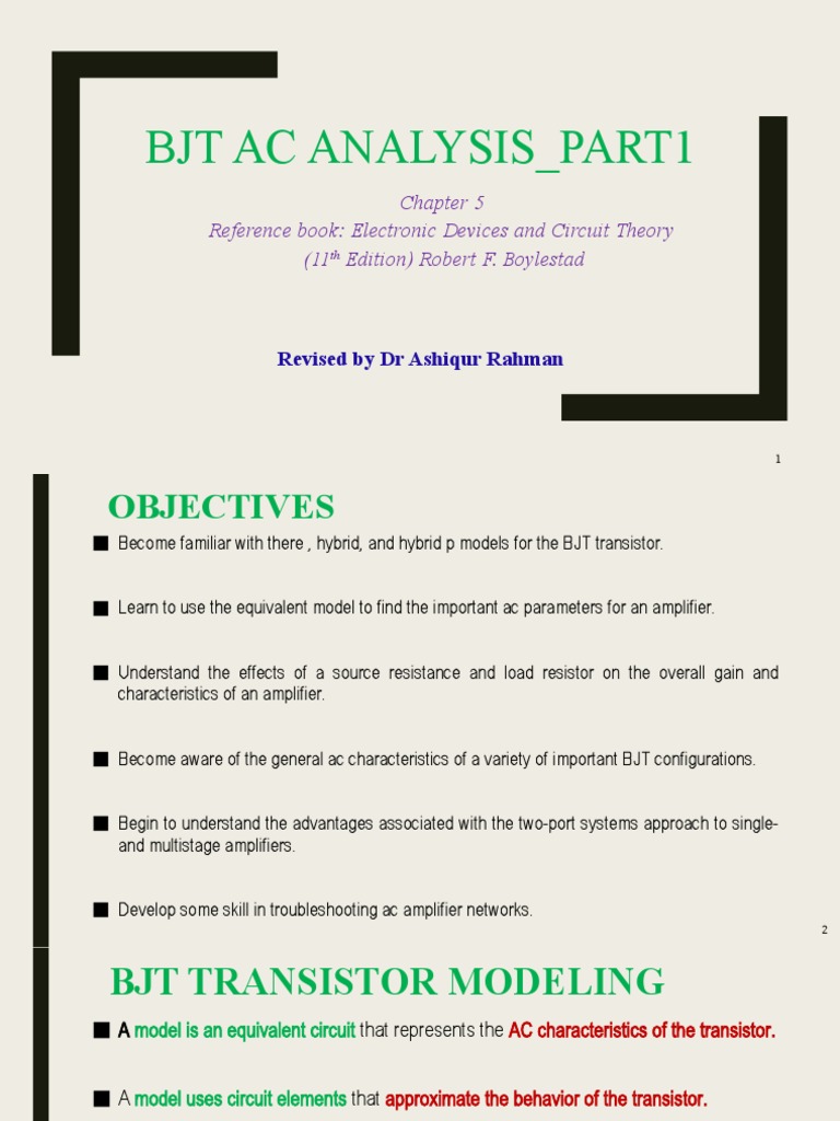 Chapter 5 BJT AC Analysis Part 1ND | PDF | Bipolar Junction Transistor | Amplifier