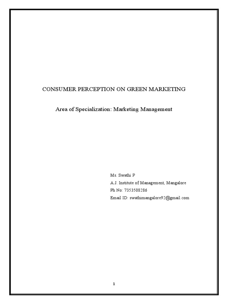 Understanding Consumer Perceptions of Green Marketing: Objectives ...