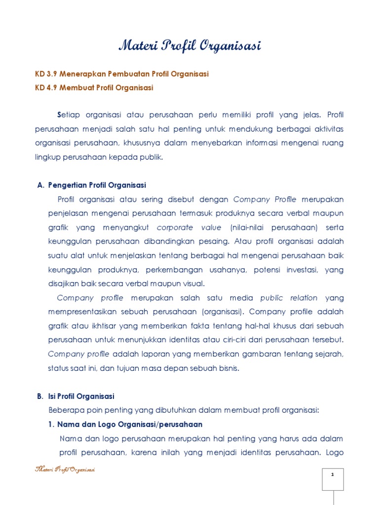 Materi Profil Organisasi | PDF