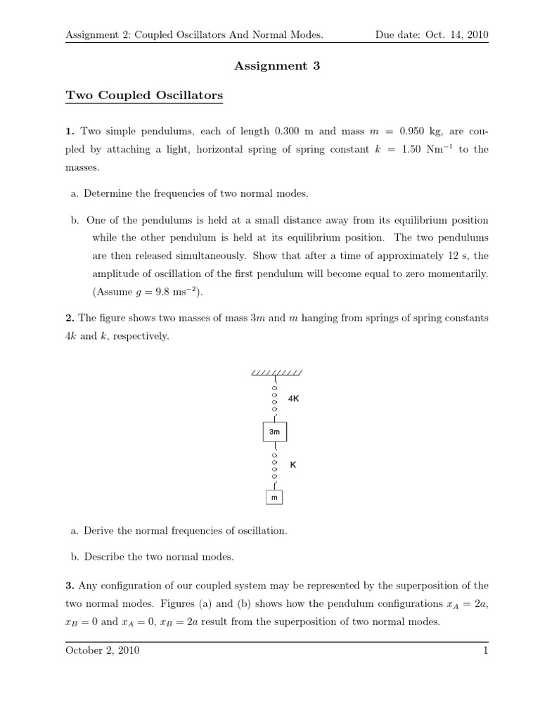 HW 3 6 | PDF | Normal Mode | Oscillation