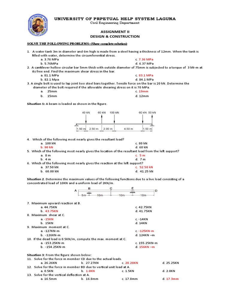 Civil Engineering Assignment Problems | PDF | Stress (Mechanics) | Beam ...