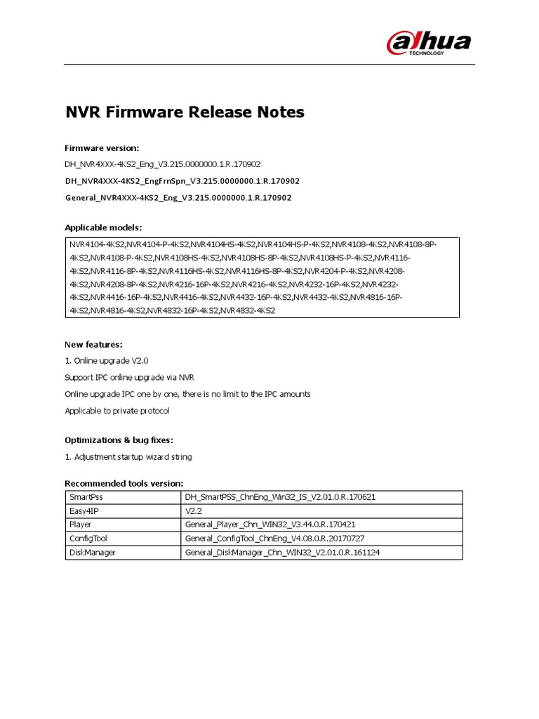 DH NVR4XXX-4KS2 Eng V3.215.0000000.1.R.170902 PDF | PDF