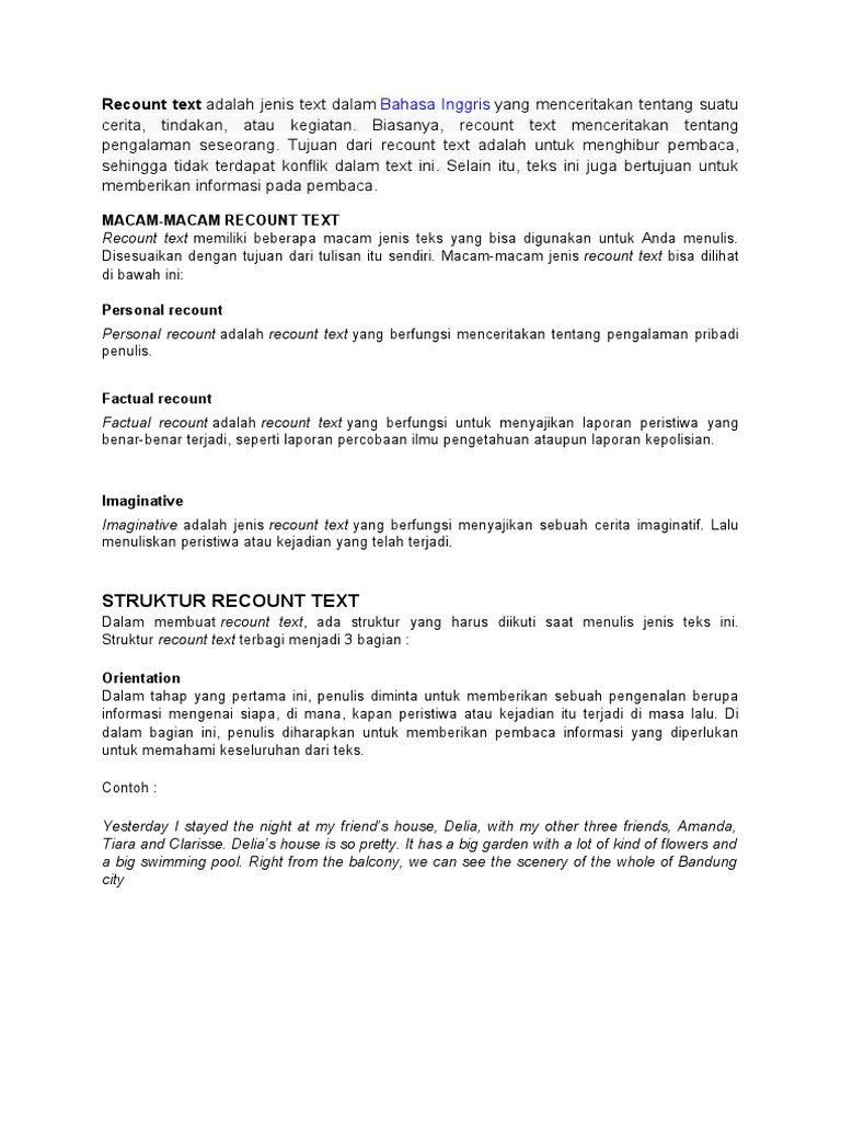 Panduan Lengkap Recount Text | PDF