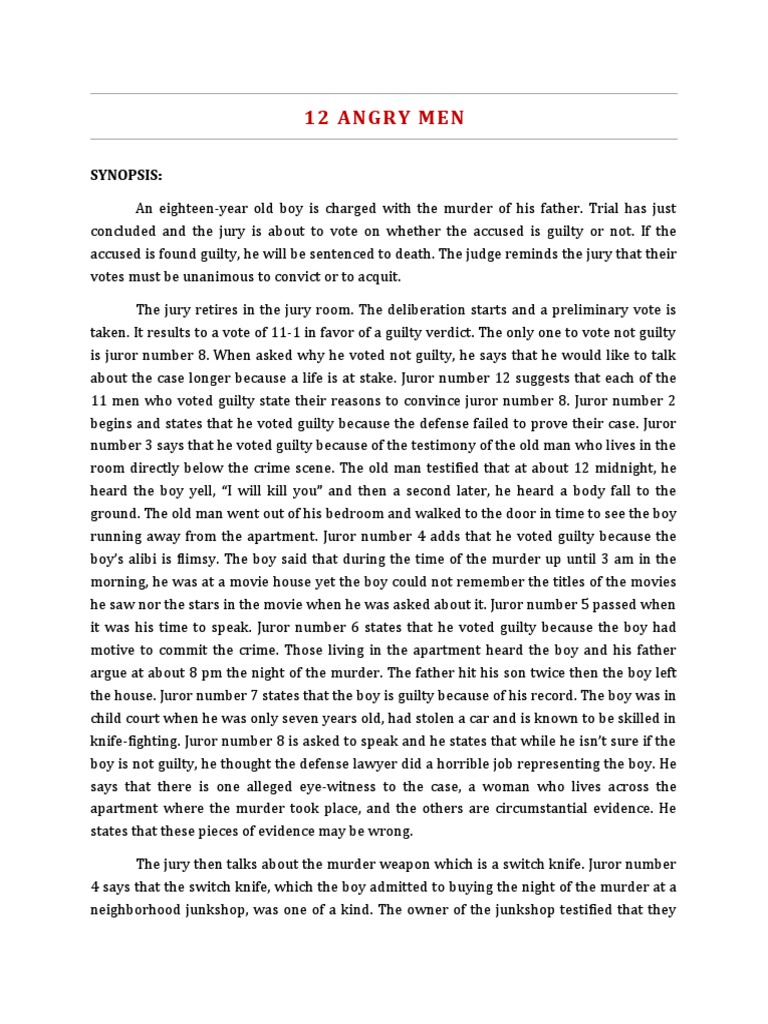 12 Angry Men | PDF | Reasonable Doubt | Burden Of Proof (Law)