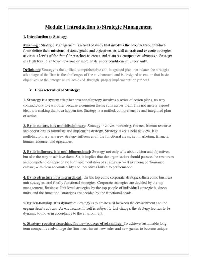 SM Full Notes PDF | PDF | Strategic Management | Goal