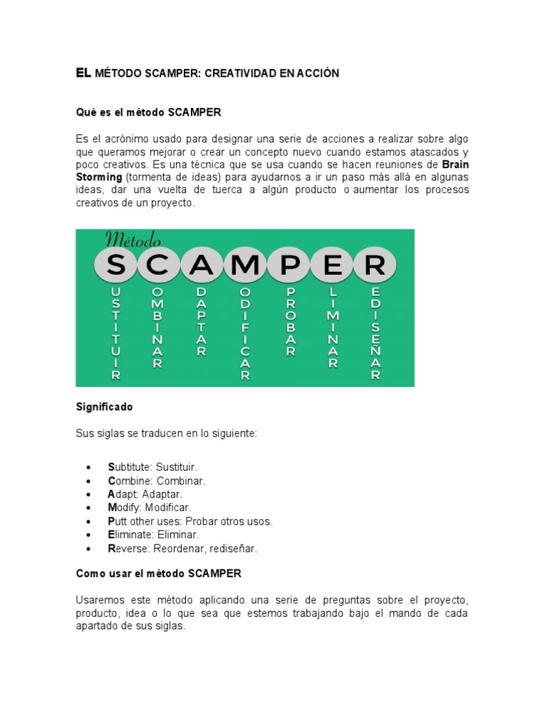 Metodo Scamper | PDF | Silla | Science