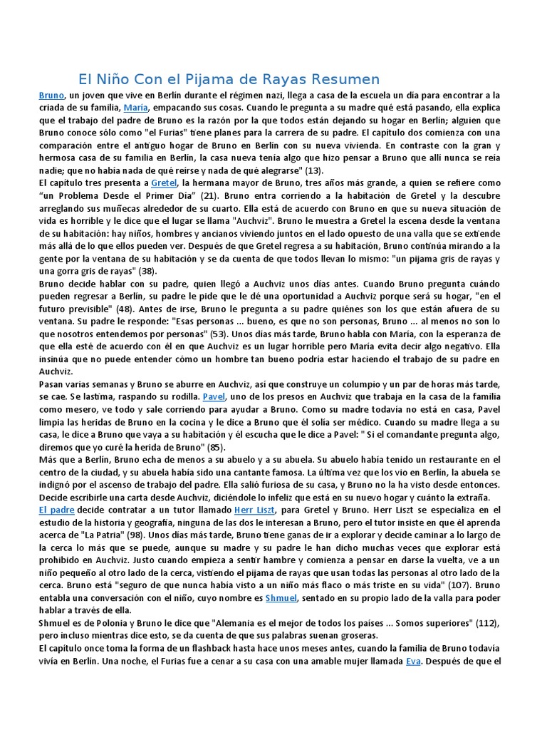 El Niño Con El Pijama de Rayas Resumen | PDF