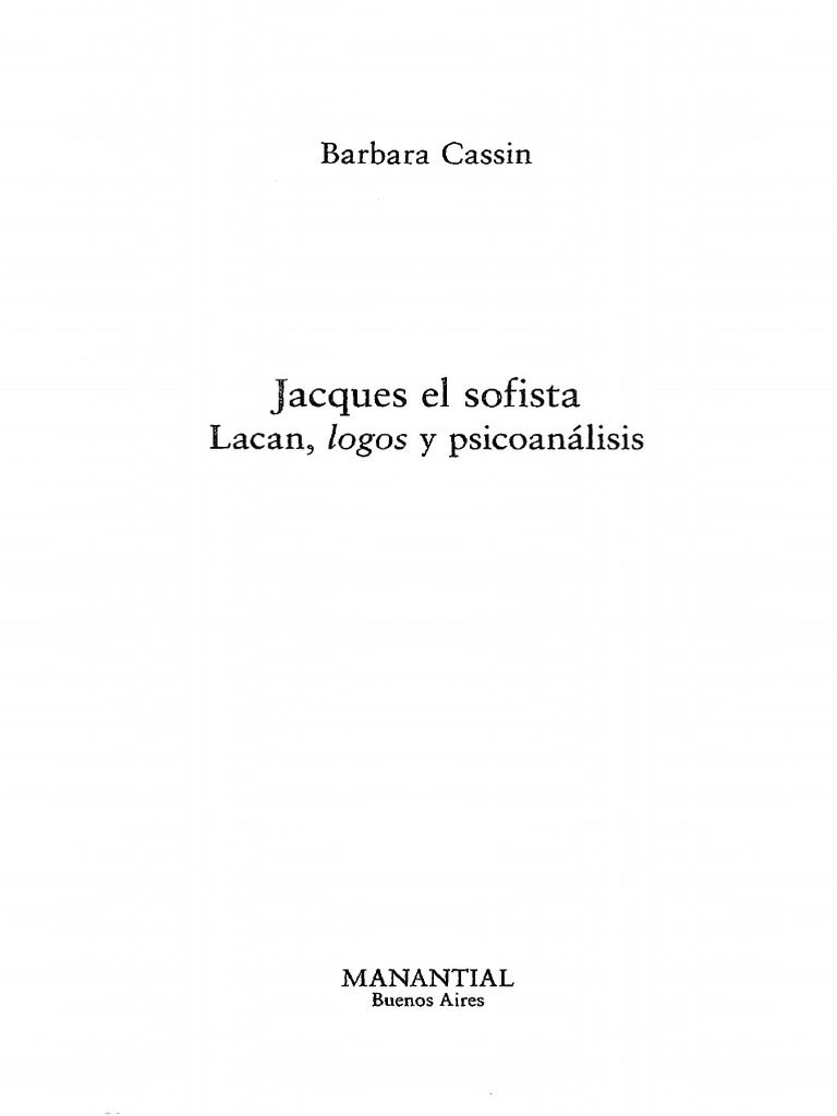 Cassin Barbara - Jacques El Sofista | PDF | Aristóteles | Platón