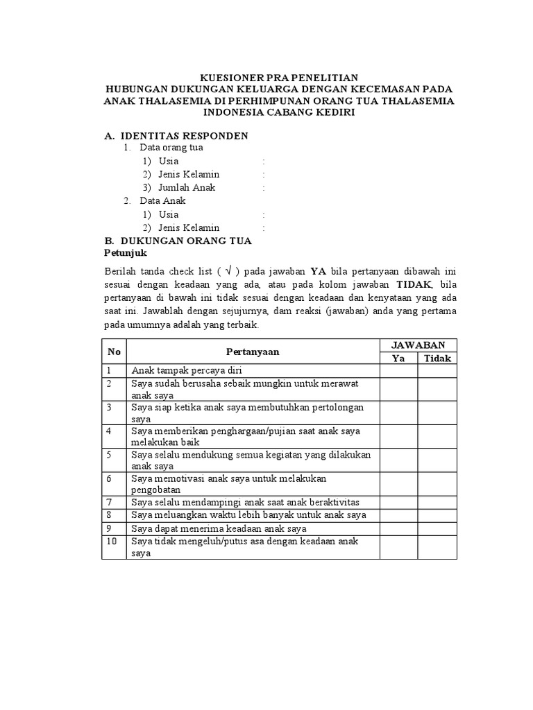 Kuesioner Prapen | PDF | Pengembangan Diri
