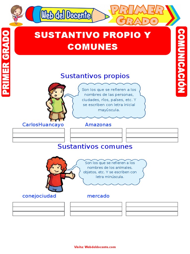 Sustantivos Comunes Y Propios 2do Grado Actividades: Sustantivo