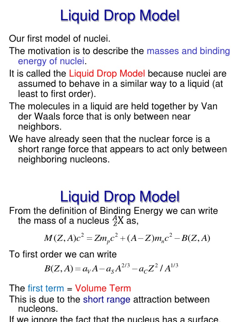 Understanding the Liquid Drop Model | PDF | Atomic Nucleus | Neutron
