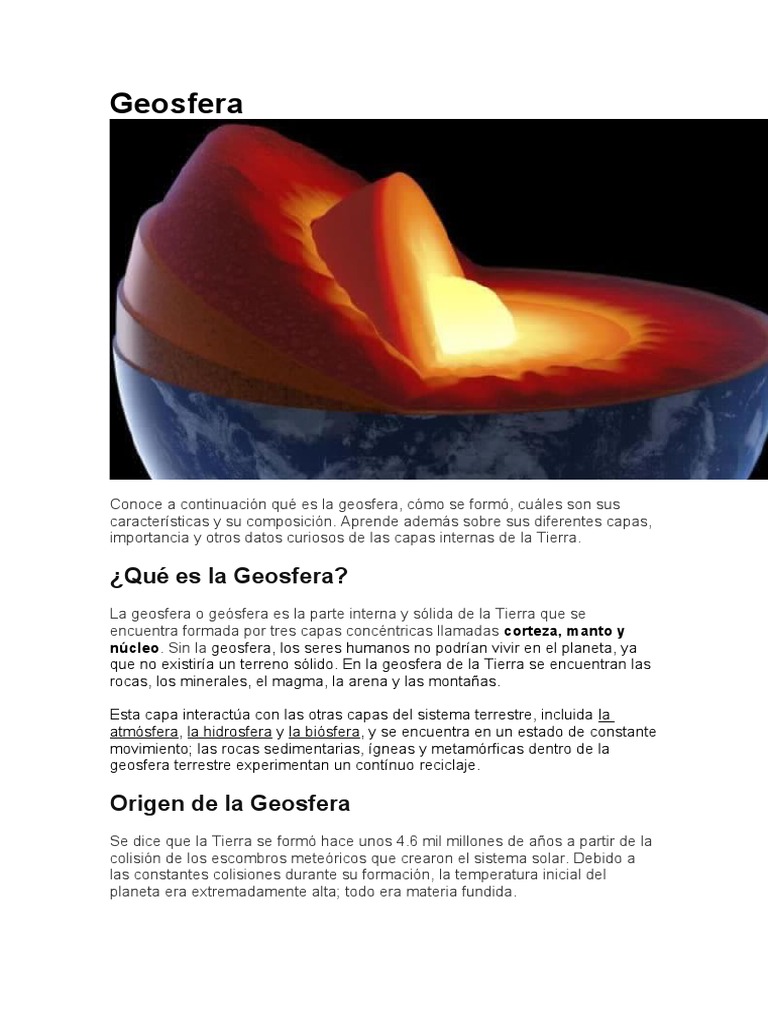 Importancia y características de la geosfera | PDF | Estructura de la ...