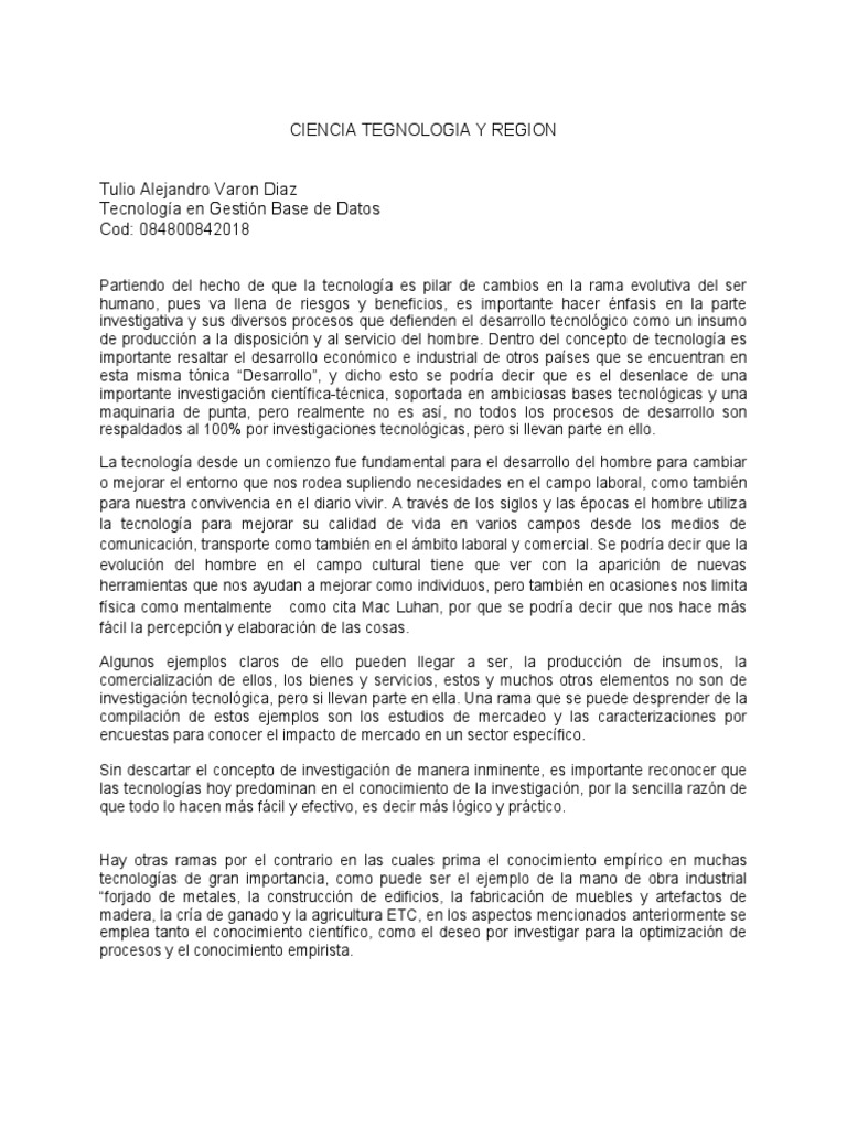 Ciencia Tecnologia e Innovacion Por Tulio | PDF | Tecnología de ...